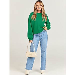 ANRABESS Women's Sweatshirts Hoodies Crewneck Oversized Fleece Pullover Sweaters Cute Top Y2K Teen Girls Preppy Clothes 2024 Green Large