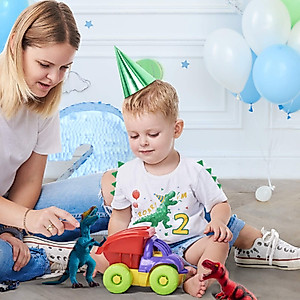 WAWSAM 2nd Birthday Boy Shirt Dinosaur Birthday T-Shirt 2 Year Old Toddler Dinosaur Outfit Cotton White Dino Party Shirt