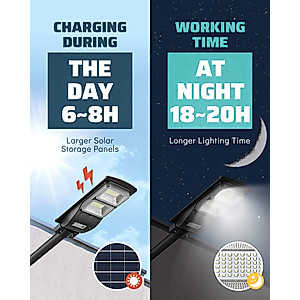 Lovus 2Pack 500W Solar Powered Street Lights, 6000K LED Dusk to Dawn, Outdoor Flood Security Light with Motion Sensor, IP65 Waterproof, Wall or Pole Mount, ST40-039-2