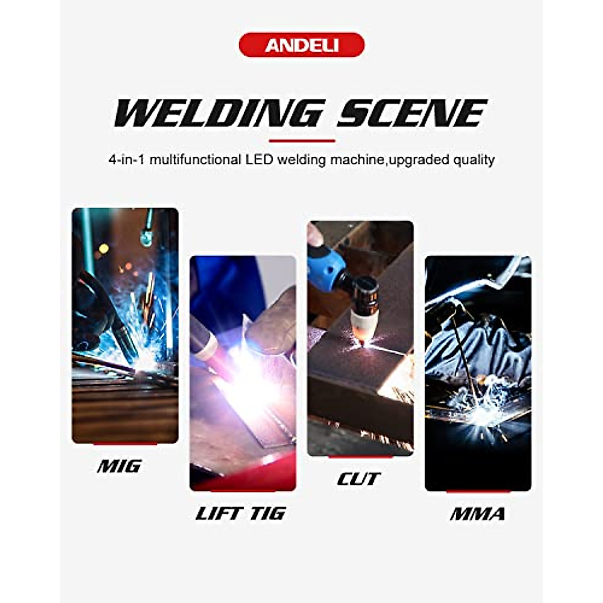 【Delete】ANDELI 110V/220V Multiprocess MIG Welder - MIG CUT TIG& MMA Welding and Flux Welding Without Gas LED Screen 5 in 1 Inverter MIG Welding Machine MCT-416
