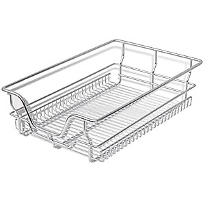 Mogou Pull-Out Wire Basket Pull Out Spice Rack, Blind Corner Cabinet Pull Out, Pull Out Shelf Storage for Kitchen Base Cabinet Organizations 2 pcs Silver 15.7"