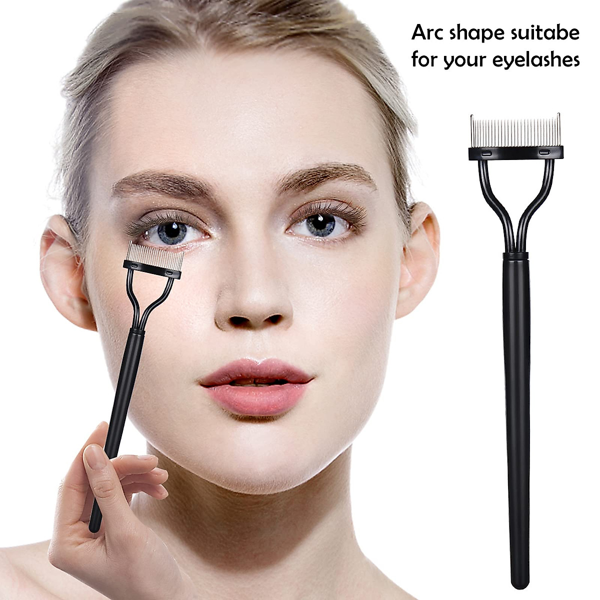 Eyelash Comb Lash Brush Separator 2Pcs, Dust2oasis Eyelashes Separator Curler Makeup Mascara Applicator, Eyelash Grooming Brushes Metal Teeth, Eye Makeup Brush Tools with Comb Cover dark black