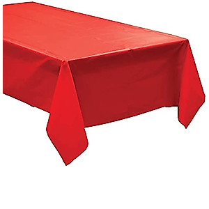 QQOUTLET Pack of 4: Disposable Plastic Tablecloths/Table Covers, 54 x 108 inches Each (Red)