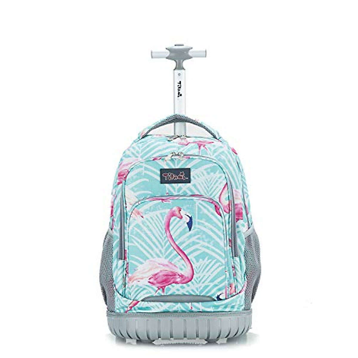 Tilami Kids Rolling Backpack 18 inch Boys and Girls Laptop Backpack, Flamingos