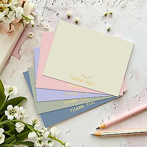 slapaflife Thank You Cards with Envelopes,20 Pack - 4x6 Inches Thank You Notes,Elegant Dusty Blue Emboss Gold Foil Pressed,Baby Shower Thank You Cards,Wedding,Formal All Occasion Cards