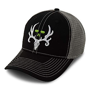 Paramount Outdoors Bone Collector Black and Grey Mesh Back Baseball Cap with Hook and Loop Closure (Black and Grey)
