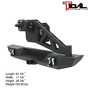 Tidal Offroad Rear Bumper with Swing Away Tire Carrier Fits 2018-2022 Wrangler JL