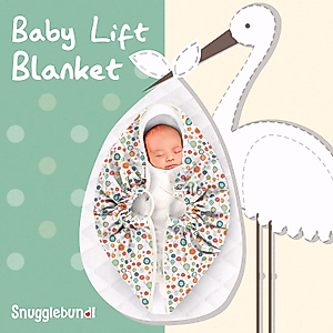 ​​Snugglebundl Baby Lift Carseat Blanket Insert (Baby Button Bunting w/ Handles) Organic Cotton Car Seat Swaddle for Baby Boys & Girls 0-18 Months