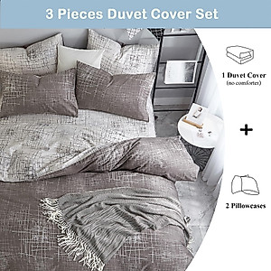 VM VOUGEMARKET King Duvet Cover Gray brown,Reversible Abstract Duvet Cover Set with Zipper,100% Cotton-Hotel Quality Modern Men/Women bedding Set-King,Artwork