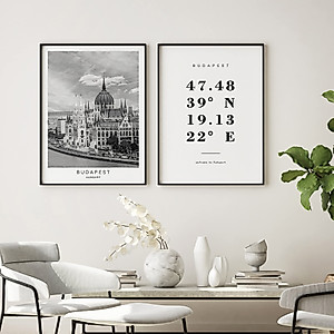 Dear Mapper Budapest Hungary View Abstract Road Modern Map Art Minimalist Painting Black and White Canvas Line Art Print Poster Art Print Poster Home Decor (Set of 3 Unframed) (16x24inch)