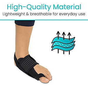 Vive Bunion Corrector for Women & Men Big Toe - Toe Separator Non-Surgical Hallux Valgus Correction, Hammer Toe Straightener Bunion Relief - Big Toe Brace Splint - Day Night Support 2 Pcs (Black)