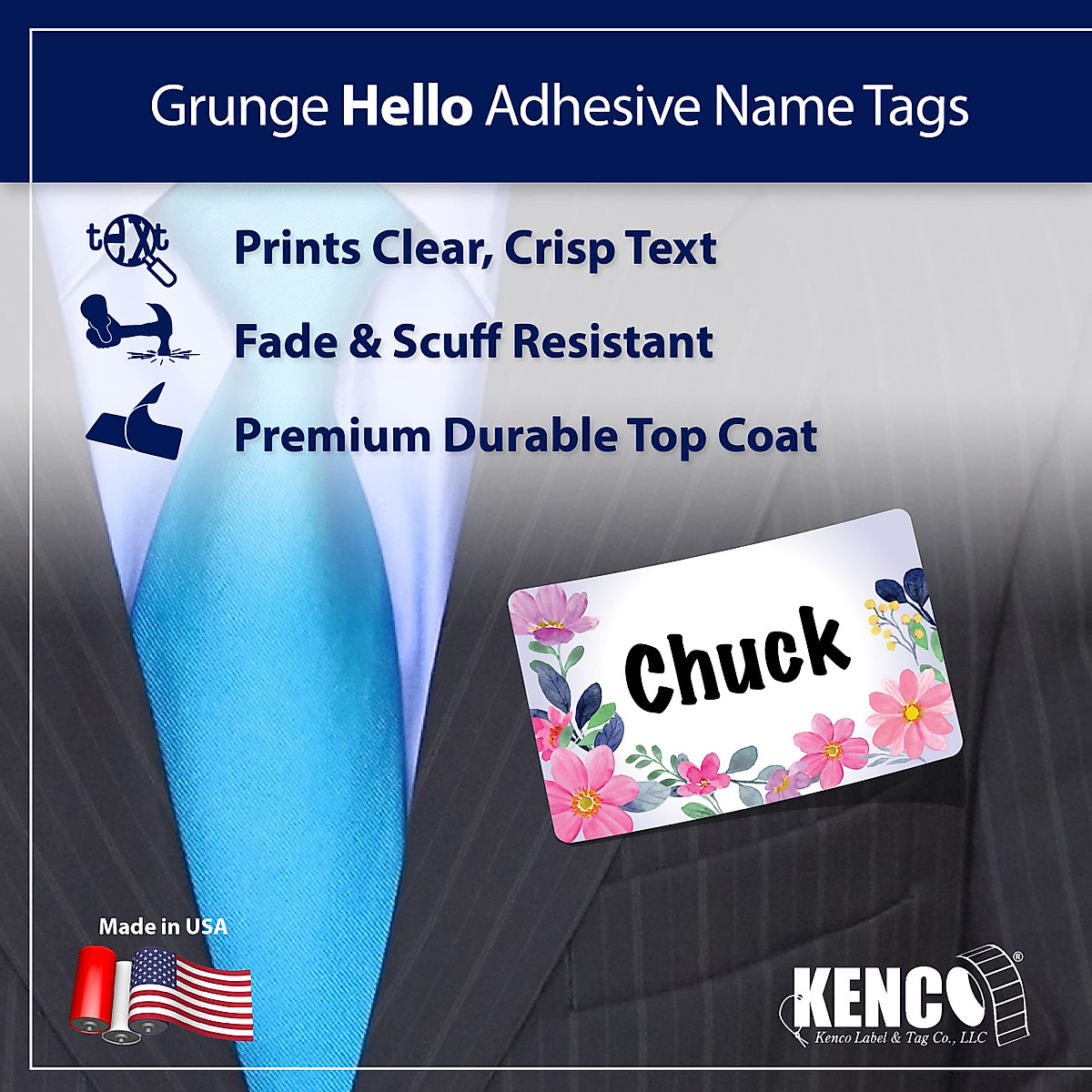 350 Pack Hello My Name is Stickers Identification Badges, 3.5" X 2.25" Peel and Stick for Conferences, Offices and Schools - Made in The USA (Floral)