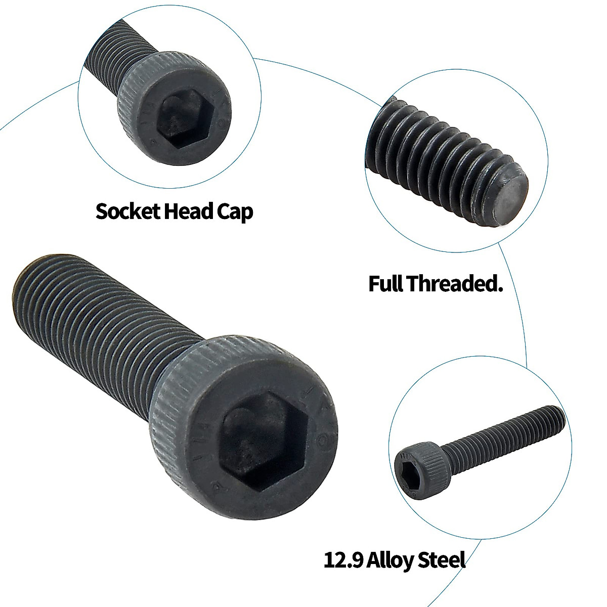 Augiimor 30PCS M6 x 25mm Socket Head Cap Screws 1mm Pitch Alloy Steel, Black Oxide Hexagon Socket Cap Head Bolts Screws
