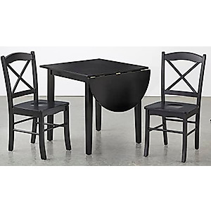 Target Marketing Systems Tiffany Two-Toned Single Drop Leaf Dining Table for Small Spaces, and Apartments, Made of Solid Rubberwood, Expands from 30" to 43", Black
