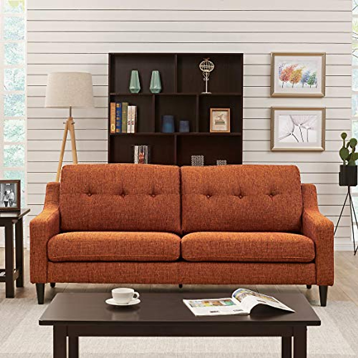 Domesis Scooped Arm Sofa in Orange Tweed