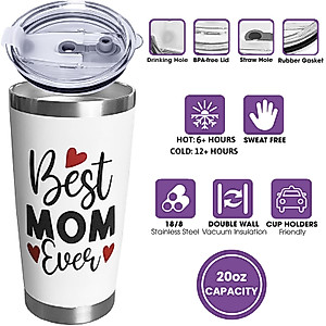 TIEEC Mom Tumbler - Mom Coffee Mug Tumbler 20oz - Best Mom Ever Tumbler - Mothers Day Gifts - Birthday Gifts for Mom - Number One Nutrition Facts Mom Coffee Tumbler