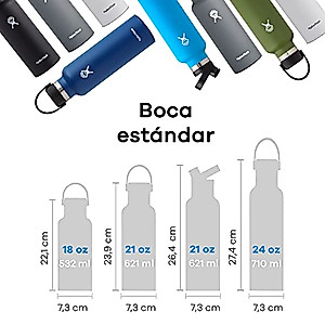 Hydro Flask Water Bottle 621 ml (21 oz), Stainless Steel & Vacuum Insulated, Standard Mouth with Leak Proof Stainless Steel Cap, Pacific