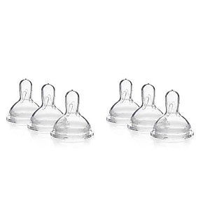 Medela Slow-Flow Wide Base Nipples for 0-4 Months (2 Packs of 3)