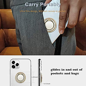 3 Pcs Cell Phone Ring Holder, Yiwanson Phone Ring Holder Finger Kickstand, 360 180 Degree Rotation, Mirror Ring Holder Bracket on Back of Phone, for All Smartphone (Gold/ Pink/ Black)