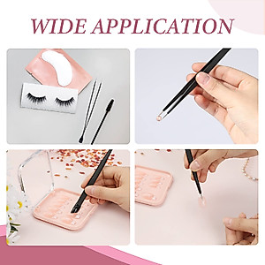 NUOMI 2 Pcs/Set Straight Nail Tweezers Probe Tips Metal Tweezers with Silicone Pressing Head for Nail Art, Picking Gems Rhinestones Acrylic Gel Stickers Eyelash Extensions