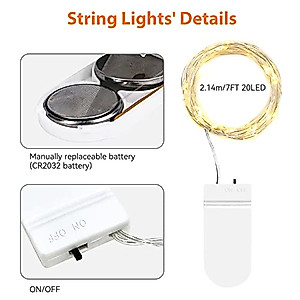litogo 24 Pack Fairy Lights Battery Operated, 7ft 20 LED Waterproof Fairy String Lights Small Mini Light for Mason Jars Vases Table Centerpieces Wedding Decorations Christmas Tree, Warm White