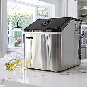Luma Comfort Clear Ice Cube Maker Machine | First Cubes In 15 Minutes, 28 lbs. of Ice in 24 Hours | Countertop Portable Design in Stainless Steel - IM200SS