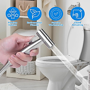 Prime Years Handheld Bidet Sprayer for Toilet with Brass T-Valve, Adjustable Water Pressure, Stainless Steel Made Bathroom Bidet Sprayer Set, Used for Toilet Wash, Feminine Wash, Baby and Pet Wash