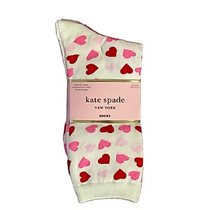 Kate Spade 3 Pair Pack Trouser Socks Polka Dot Pink Heart