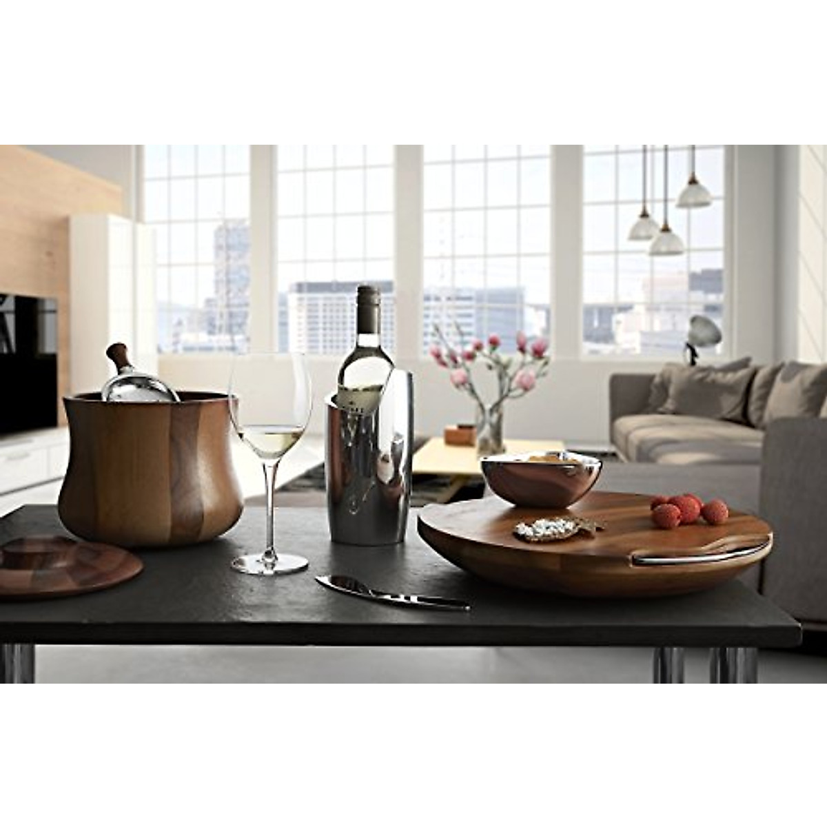 nambe Tilt Wine Chiller Bucket | Wine & Champagne Cooler for Parties, Dinner, Kitchen, Bar Cart | Insulated to Keep Wine & Beverages Cold | Holds Any 4.5”D x 7”H Bottle | Gift for Wine Enthusiasts