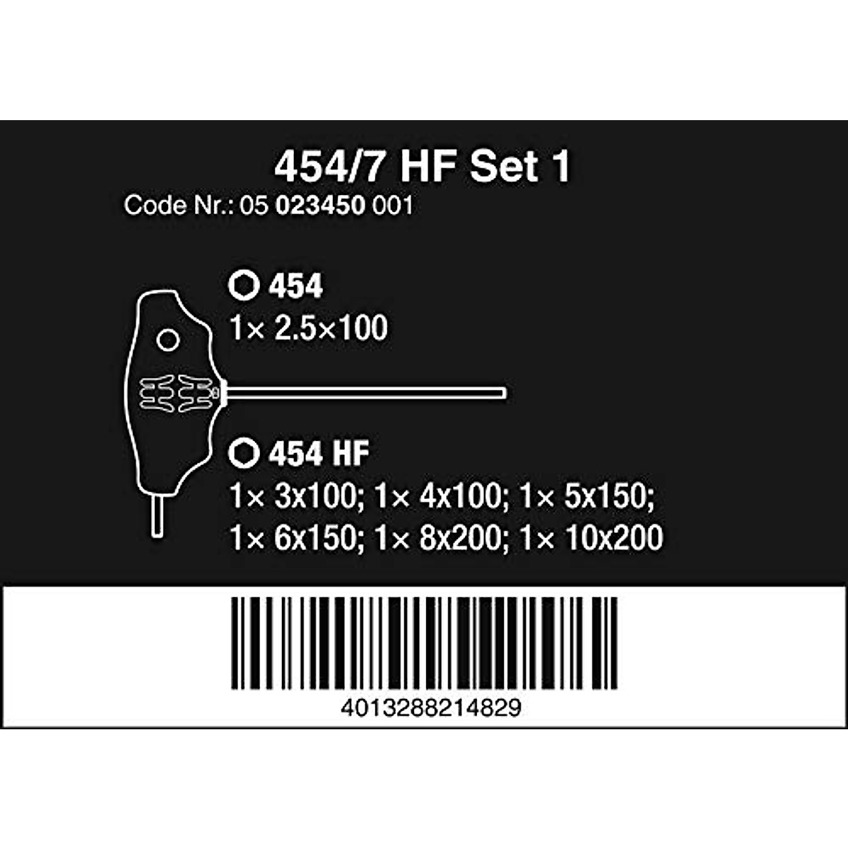 WERA 05023450001 454/7 HF Set 1 Screwdriver Set T-Handle Screwdrivers Hex-Plus with Holding Function, 7 Pieces
