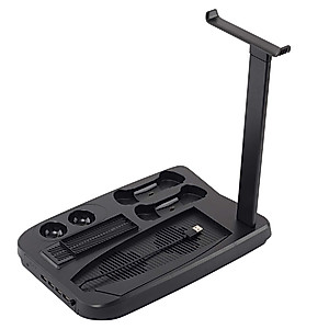 PS5 controller charger，Multifunctional PS5 cooling base,Cooler Fan for PS5 console, Improve the operational life span， Dual handles can be charged at the same time