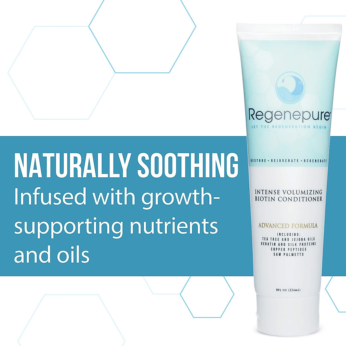 Regenepure, Intense Volumizing Biotin Conditioner, Moisturizing Support for Healthy Hair and Scalp, 8 oz