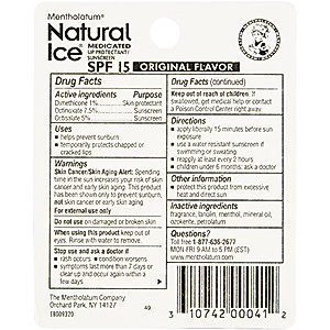 Natural Ice Original SPF 15 Medicated Lip Balm - 12 Count Pack