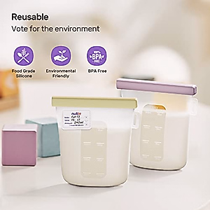 Nuliie 7 Pcs Silicone Breastmilk Storage Bags Reusable, 8oz/240ml Double Leak-Proof Breastmilk Freezer Bags, BPA Free Self-Standing Milk Bags for Breastfeeding, Baby Food Pouches
