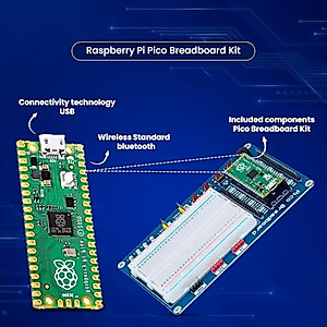 sb components Raspberry Pi Pico Breadboard Kit with Raspberry Pi Pico for Multi-Purpose Microcontroller Board with Pi Pico Breadboard Kit Breakout Board for Projects