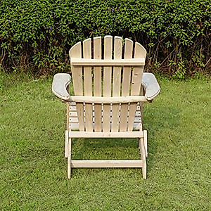 Merry Garden Foldable Wooden Adirondack Chair, Outdoor, Garden, Lawn, Deck Chair, Natural
