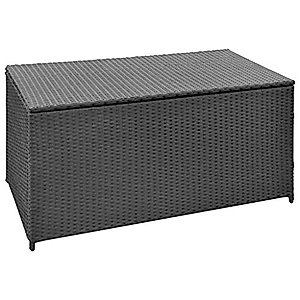 loibinfen Patio Storage Box Black 47.2"x19.7"x23.6" Poly Rattan Patio Garden Outdoor Storage Container for Toys, Furniture Deck box (Weight:26.9 lbs)