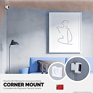 Corner Wall Mount for Ring Indoor (2 Pack) Security Camera - Adhesive Holder, No Hassle Bracket, Strong 3M VHB Tape, No Screws, No Mess Install (White) by Brainwavz