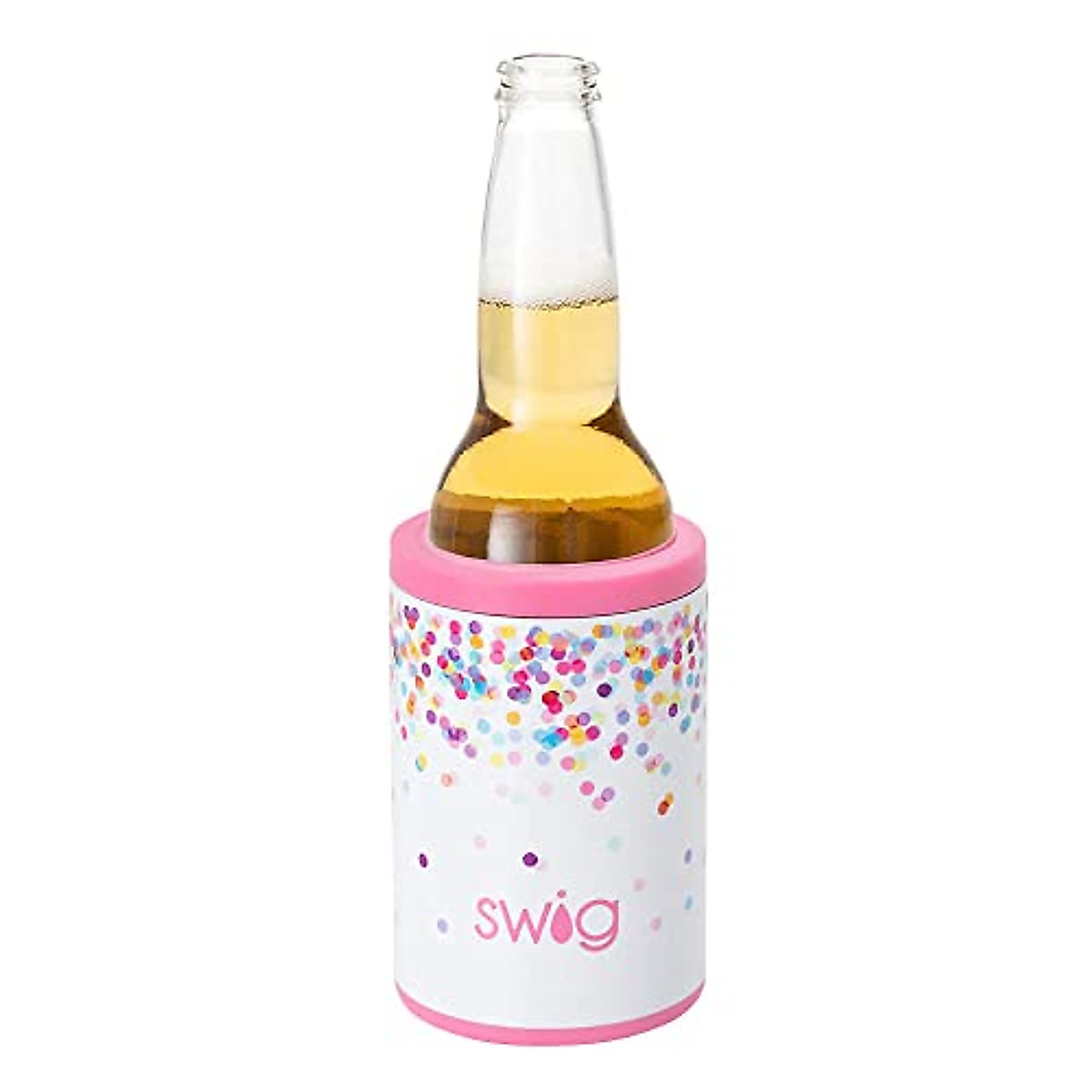 Swig Life Standard Can + Bottle Cooler, Stainless Steel, Dishwasher Safe, Triple Insulated Can Sleeve for Standard Size 12oz Cans or Bottles in Confetti Print