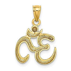 Solid 14k Yellow Gold Om Symbol Pendant Charm