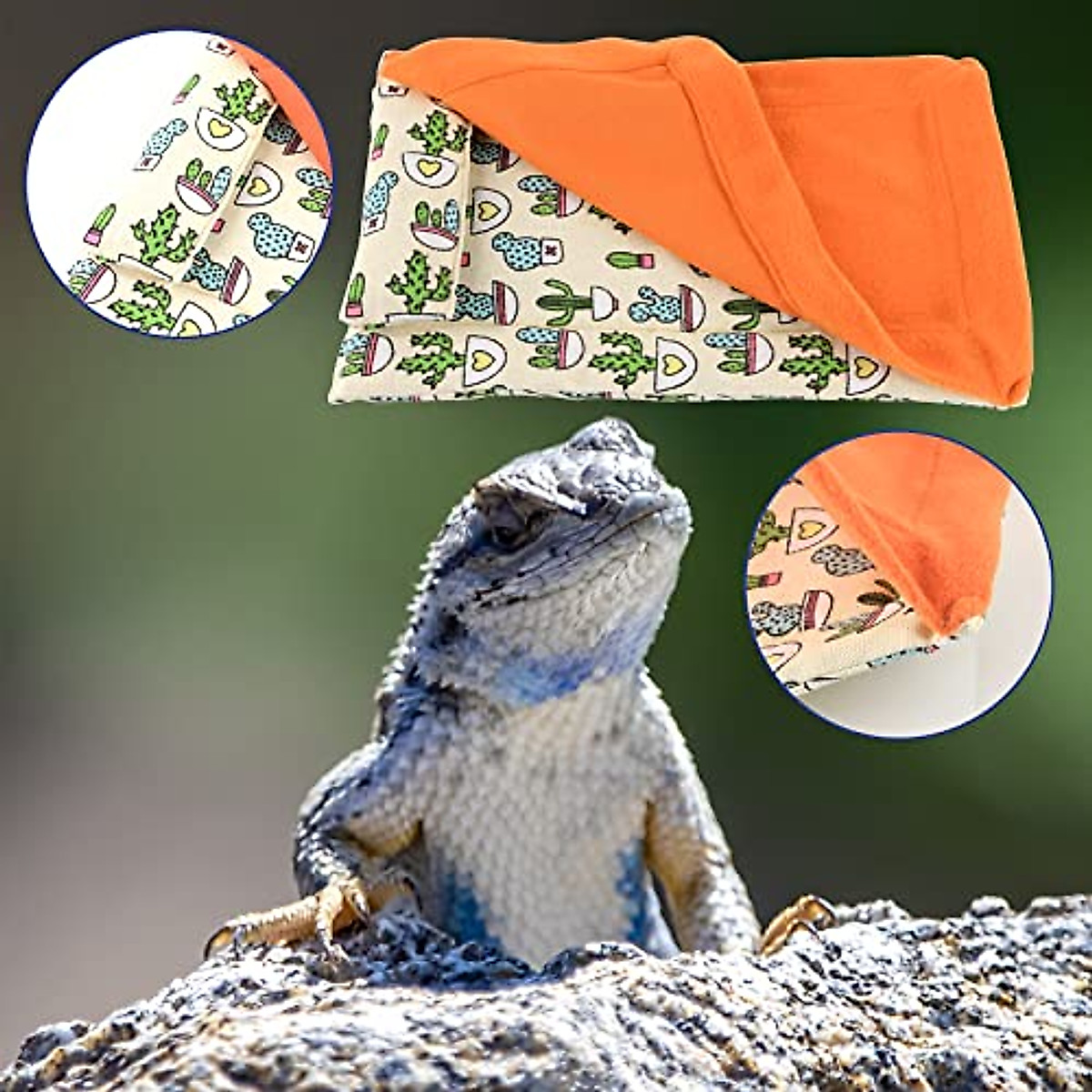 Bearded Dragon Bed with Pillow Lizard Sleeping Bag Blanket Soft Warm Hideout Terrariums Accessories for Reptile Lizard Bearded Dragon (Orange)