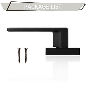 Probrico [Pack of 2 Door Lever Dummy Lever Door Handle for Closets French Doors,Square Dummy Door Lever,Non-Turning Single Side Pull with Black Finish,Easy Installation Pull Only Lever Set