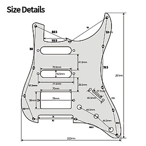 Colaxi Guitar Pickup Replacement Sturdy Easy Installation Loaded Prewired Pickup Pickguard Practical White Durable for Electric Guitar Parts, Black with Switch