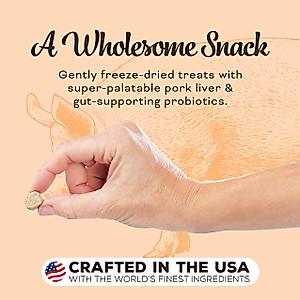 Primal Freeze Dried Dog Treats; Pork Liver Dog Treats with Probiotics for Dogs; Liver, Laugh, Love; Crunchy Grain Free Training Treats for Dogs, 1.5 oz