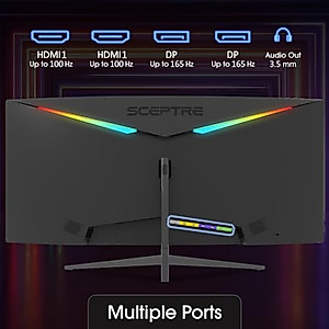 Sceptre 34-Inch Curved Ultrawide WQHD Monitor 3440 x 1440 R1500 up to 165Hz DisplayPort x2 99% sRGB 1ms Picture by Picture, Machine Black 2023 (C345B-QUT168)