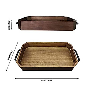 Serving Tray for Coffee Table Wood Decorative Tray with Handles for Eating Ottoman Wooden Food Large Breakfast Tea Couch Dinner Trays for Living Room