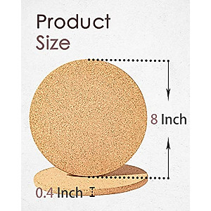 Cork Trivet, 6 Pack High Density Thick Cork Coaster Set for Hot Dishes and Hot Pots, 8 Inch Heat Resistant Multifunctional Cork Board, Hot Pads for Table & Countertop