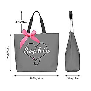 Oismys Personalized Nurse Tote Bag, Large Customized Tote Bag Shopping Travel Gym Daily Bags, Graduation Custom Gift for Nurse Doctor