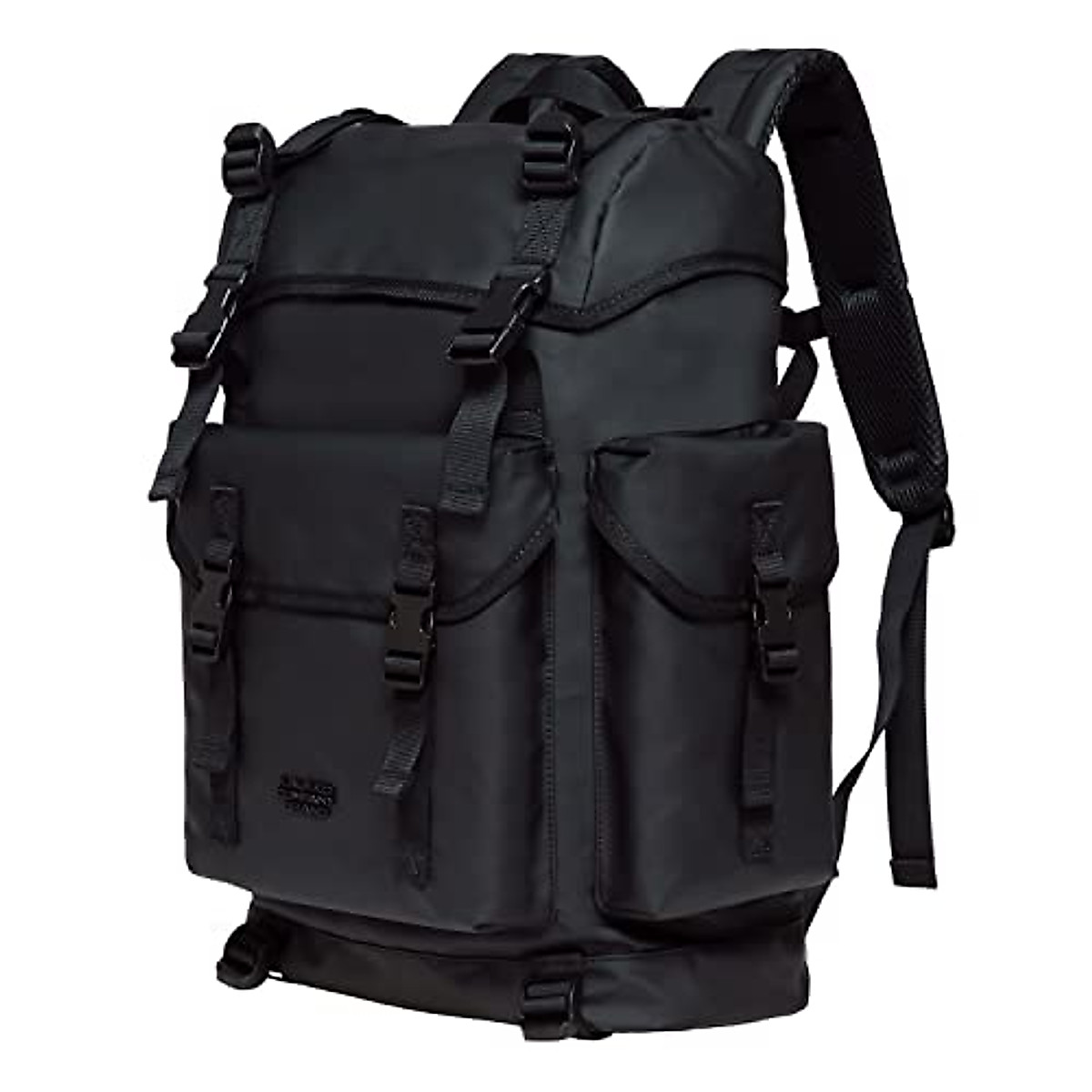 KAUKKO Vintage Casual polyster and Leather Rucksack Backpack(18-LEATHER BLACK)