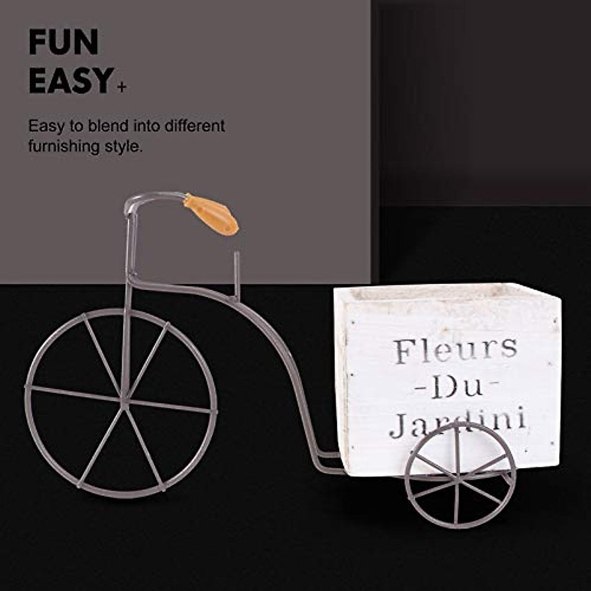 DOITOOL Bike Flower Pot Bicycle Planter Wooden Flower Box Tricycle Plant Stand Decorative Succulent Container Bonsai Bicycle Home Garden Decor Random Style (Size L)